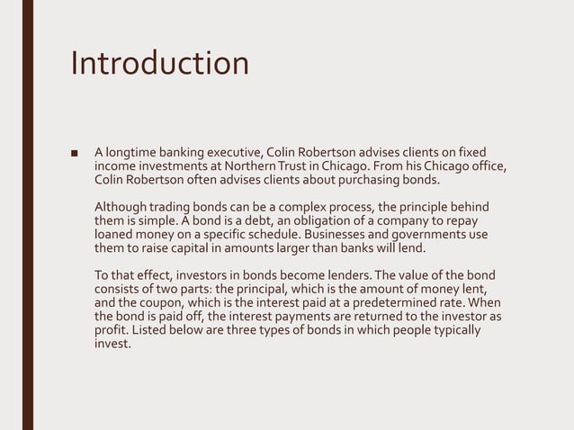 A Brief Summary of the Different Types of Bonds Available | PPTX | Stocks and Bonds | Personal ...