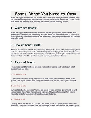 Bonds.pdf | Stocks and Bonds | Personal Investing