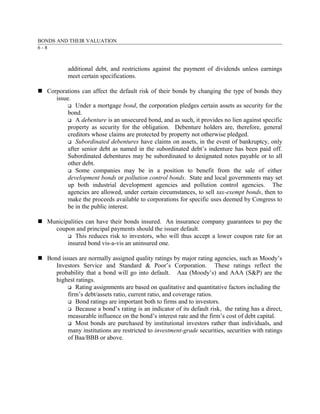 Bonds and their valuation | DOC | Stocks and Bonds | Personal Investing