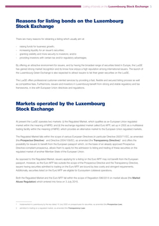 Listing of bonds on the Luxembourg Stock Exchange | PDF | Stocks and ...