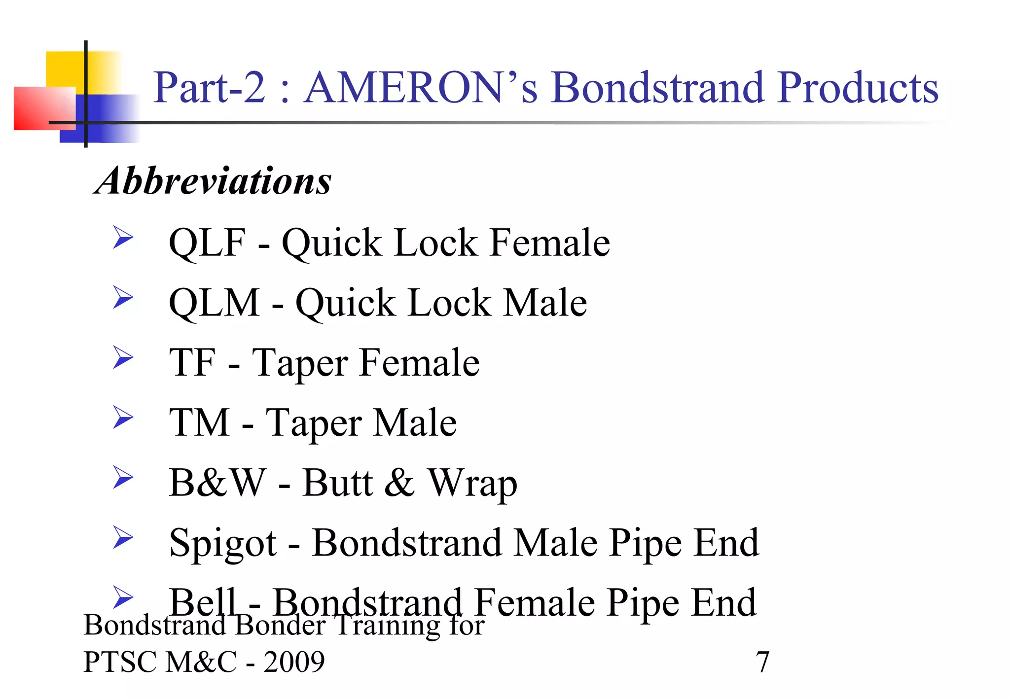 Bondstrand bonder training, rev 0 (ptsc m&c) | PPT