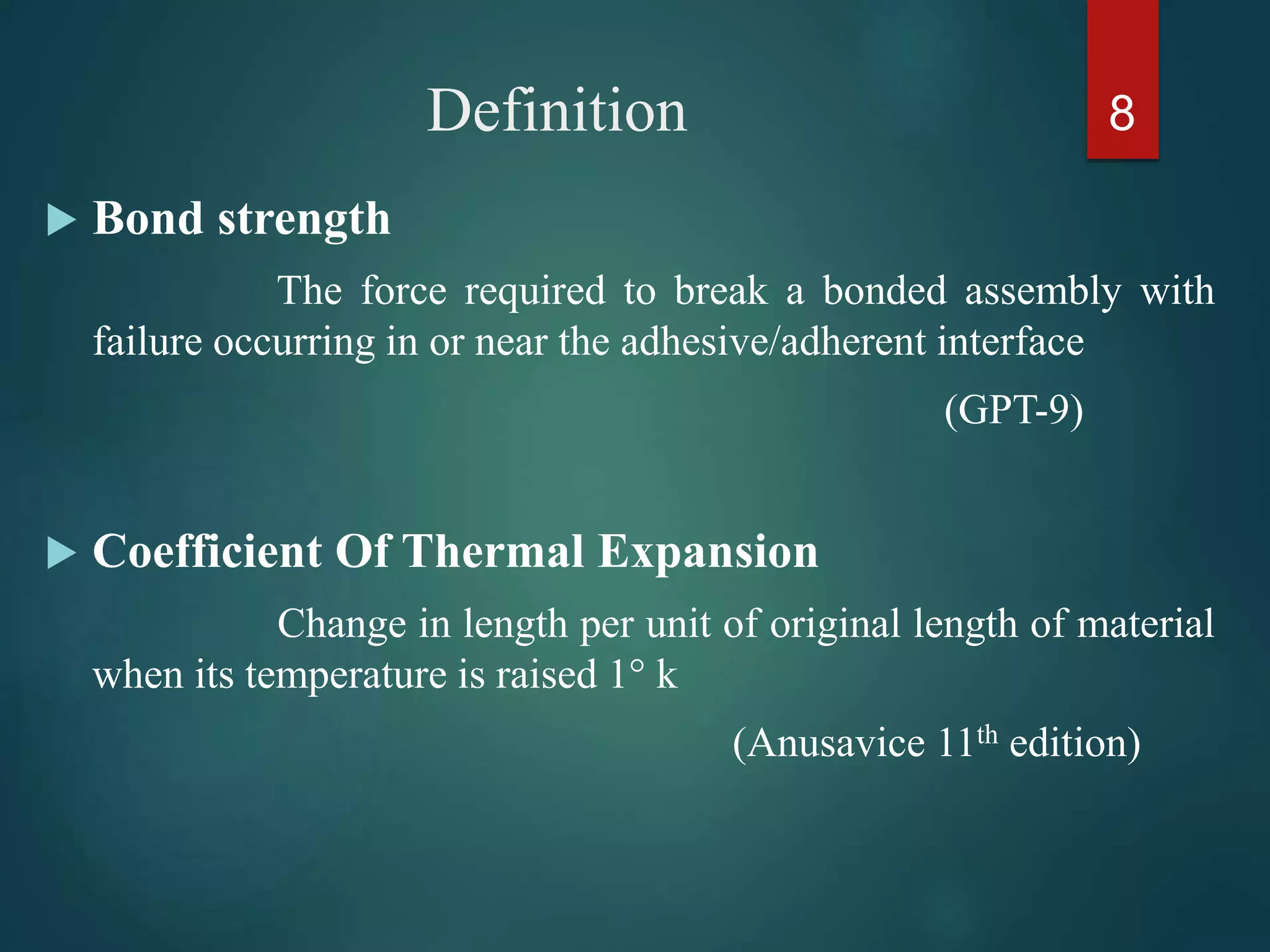 Bond strengths of porcelain | PPTX