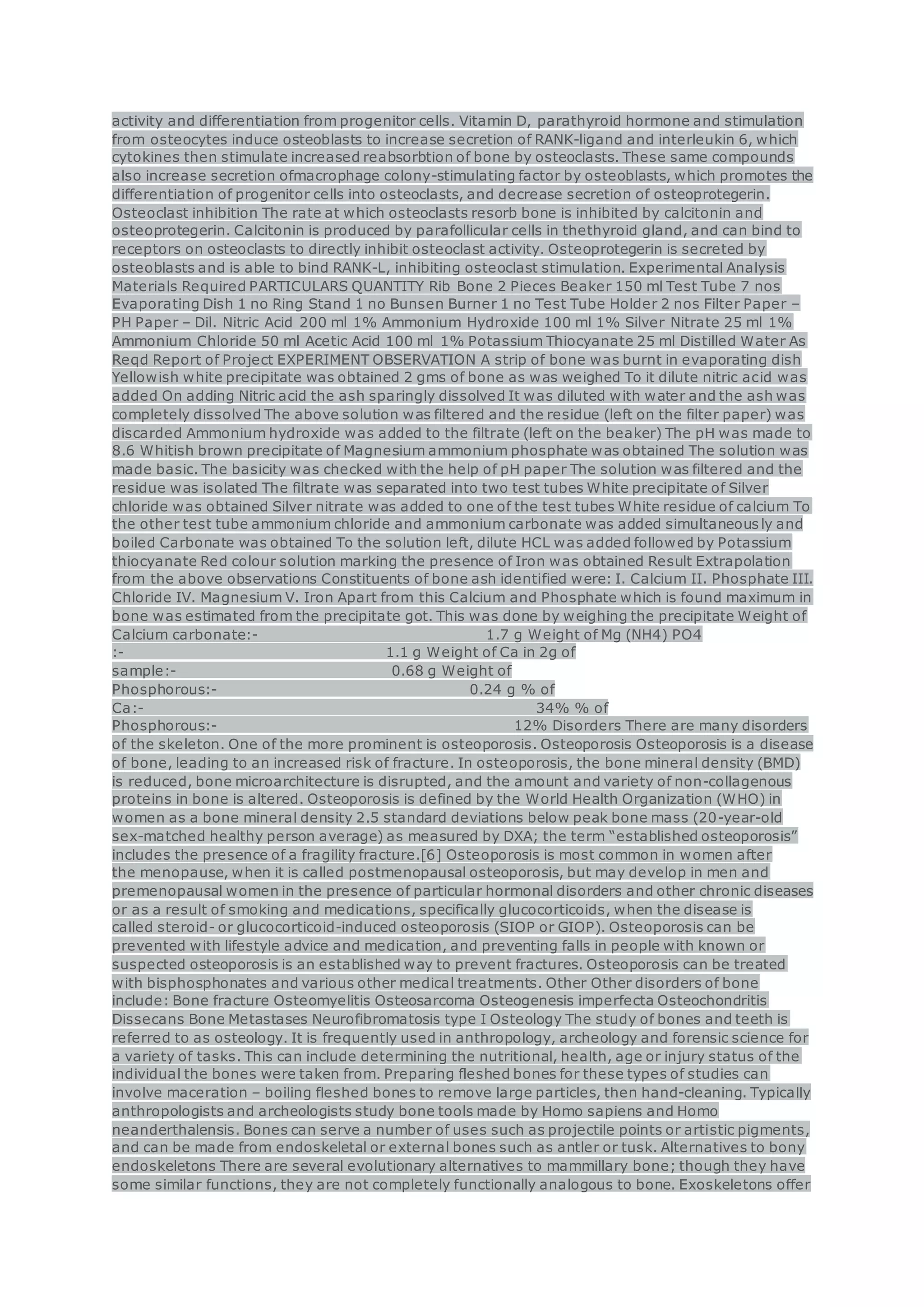 Bone ash project | DOCX