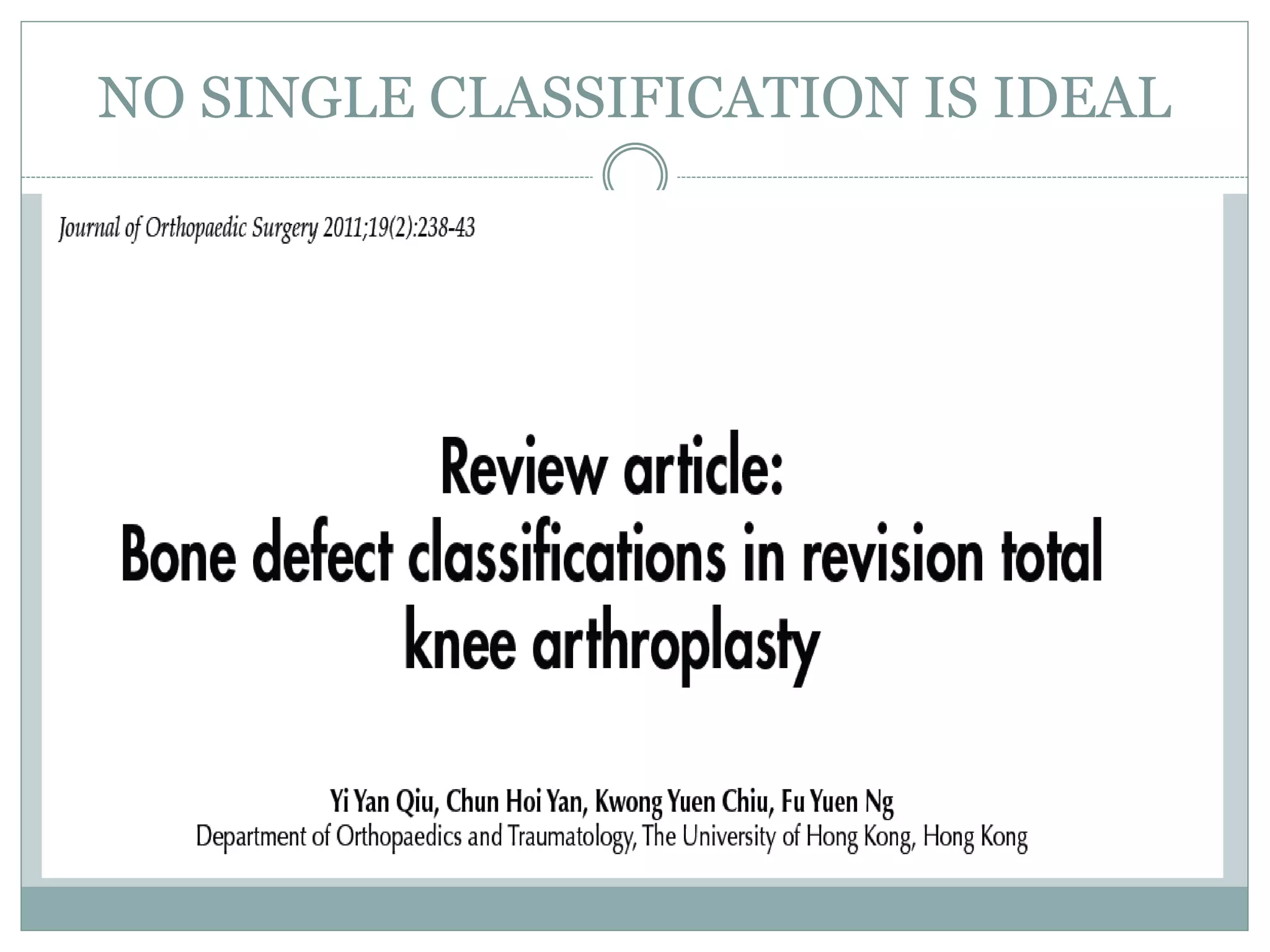 Bone defects in tkr | PPT