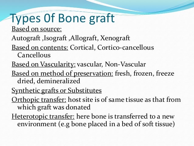 Bone grafts and substitutes