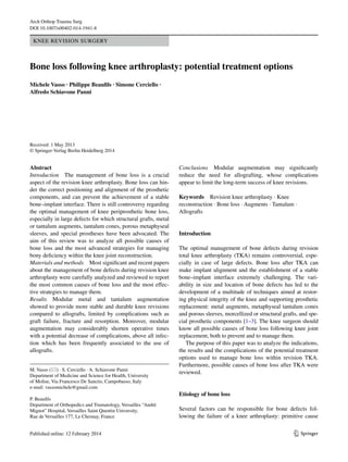 Bone loss following knee arthroplasty potential t | PDF
