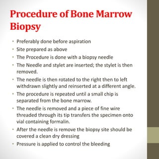 Bone marrow aspiration,by Dr Sahana Shankari, Senior Resident ...
