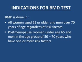 Bone mineral density (bmd) test | PPTX