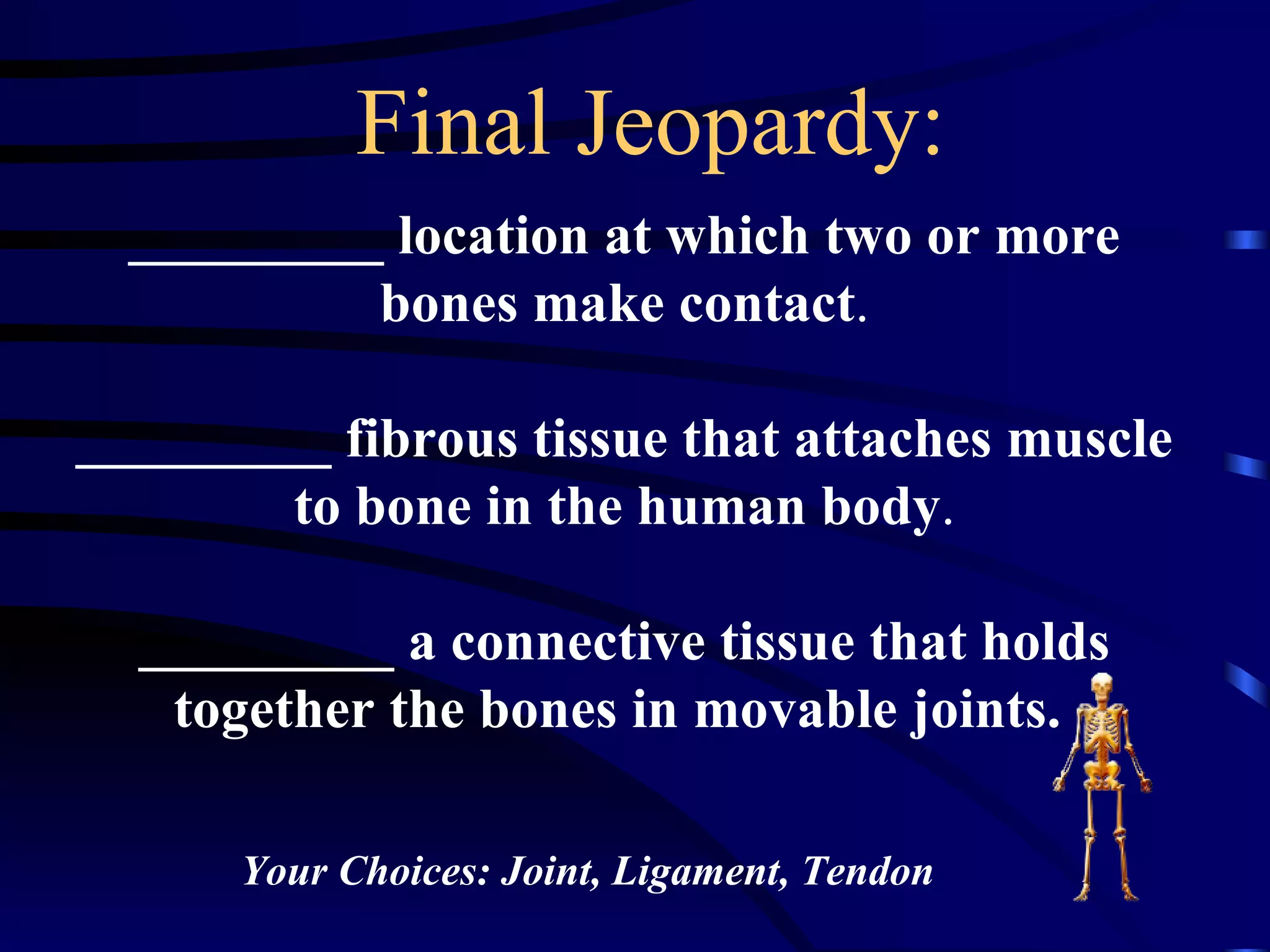 Bone Muscle Skin Jeopardy | PPT
