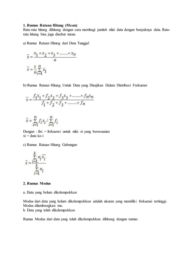 RUMUS STATISTIKA (HAFIZHAN) | PDF