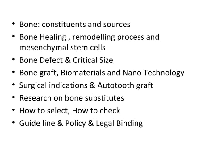 Bone regeneration and substitutes | PPT | Bone and Joint Conditions ...