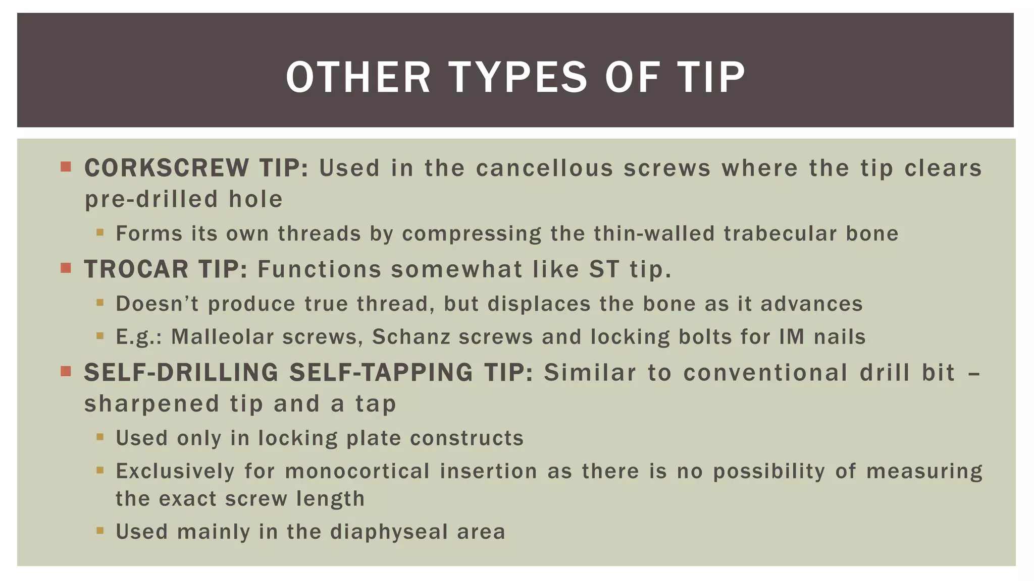 Bone screws - Principles and biomechanics - Dr. Sachin M | PPTX
