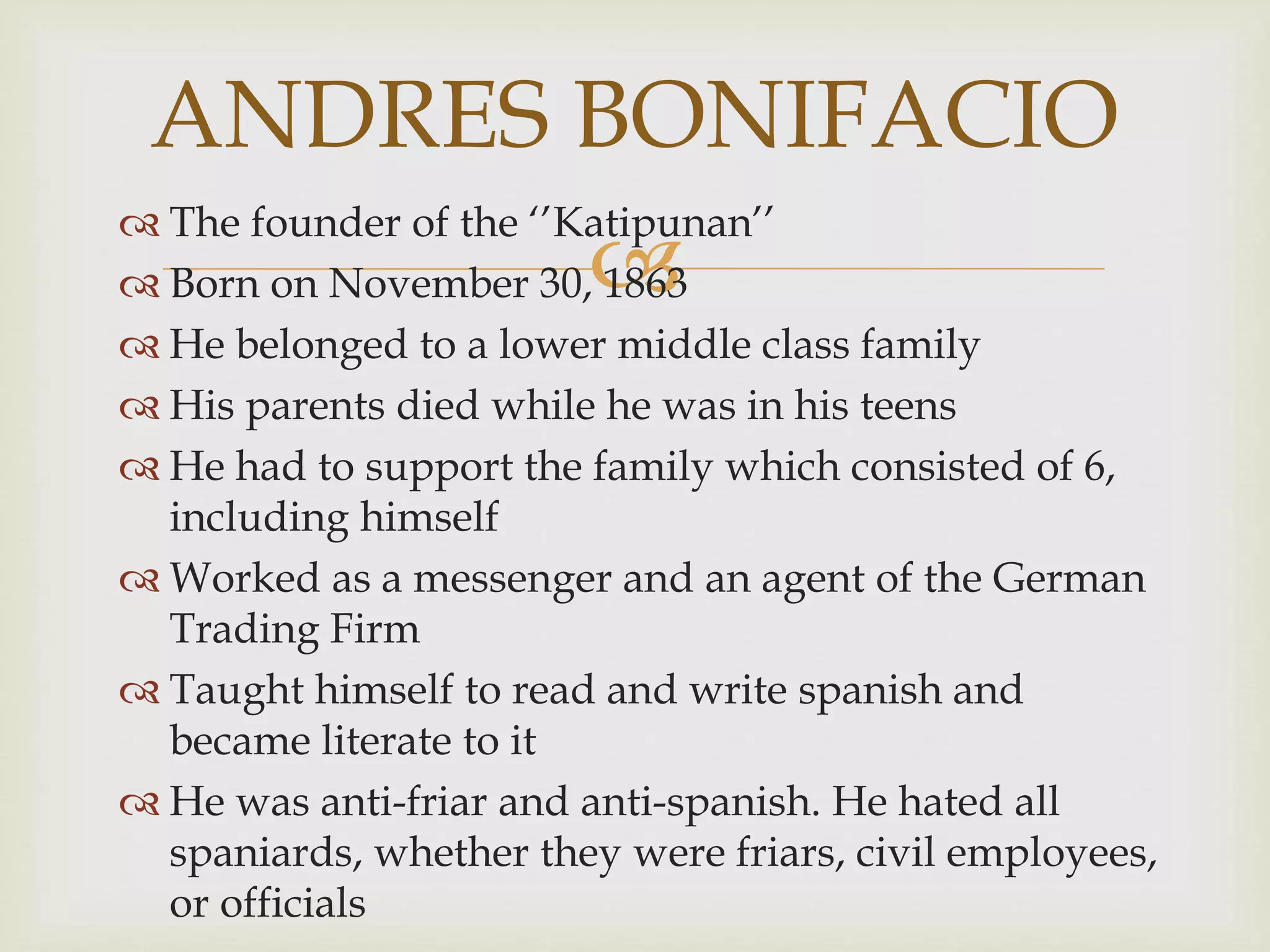 Bonifacio and the katipunan | PPTX