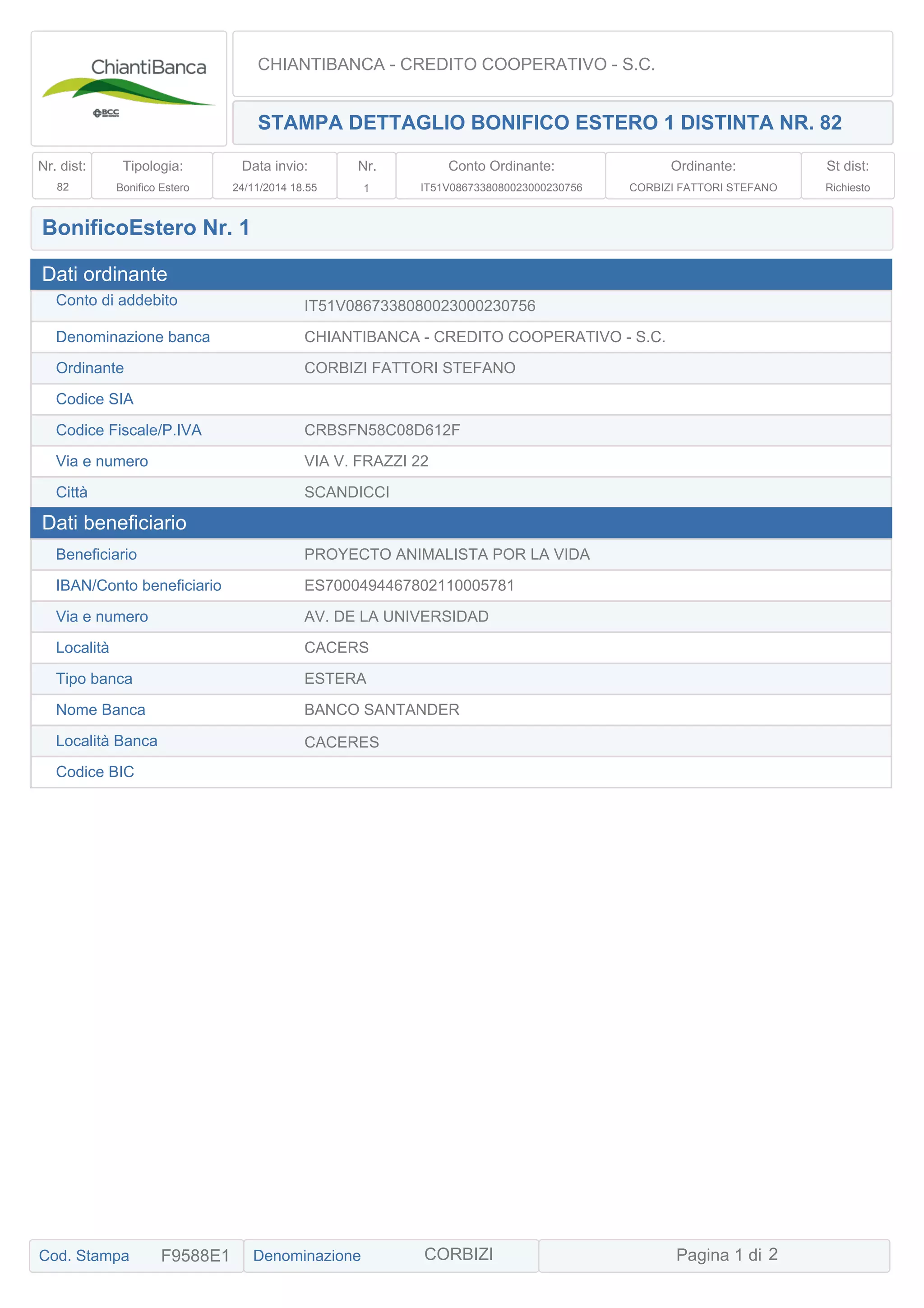 Bonifico Estero | PDF