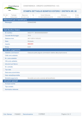 Bonifico Estero | PDF