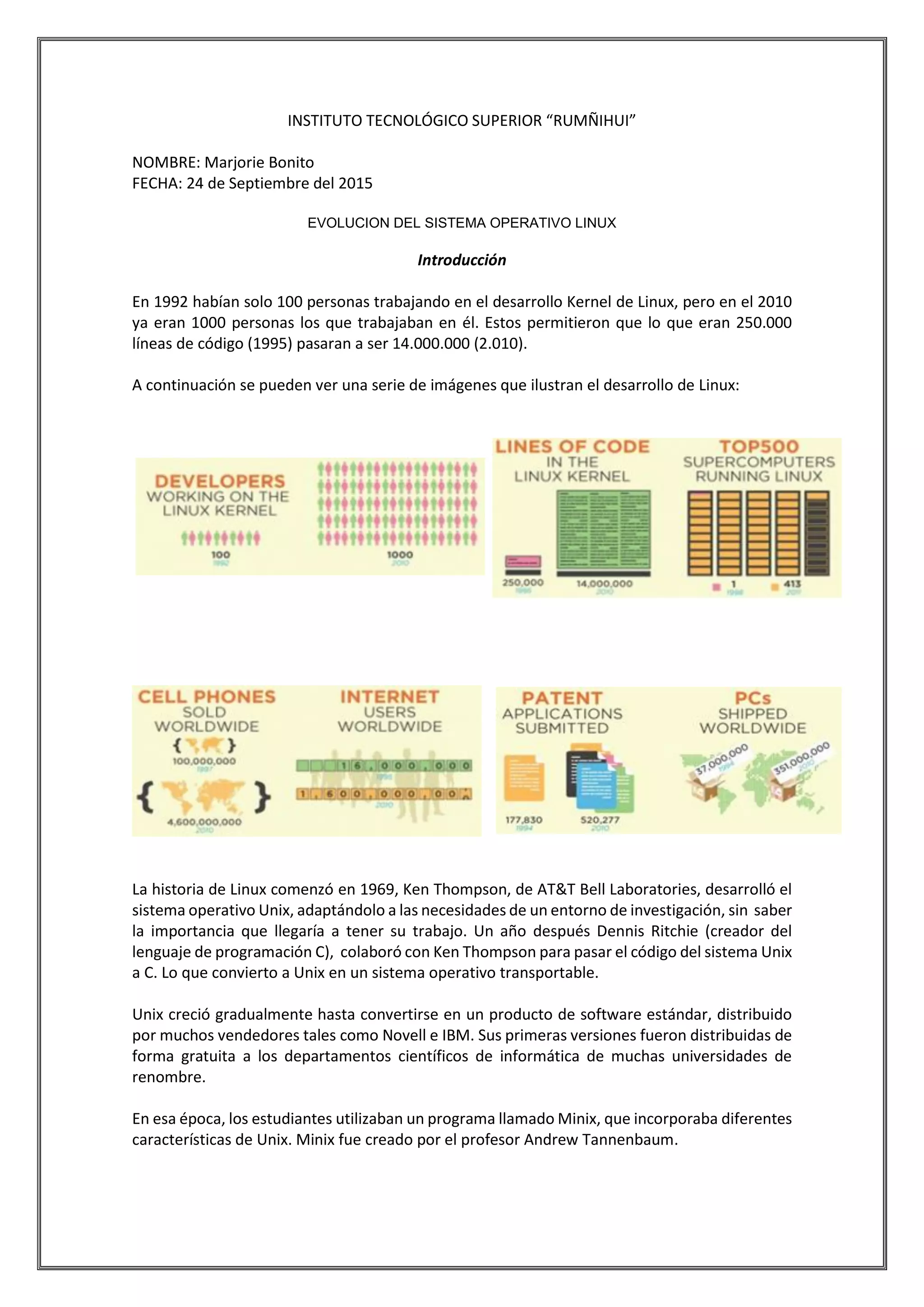 evolucion del sistema operativo linux | PDF