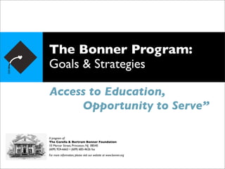 Bonner Goal and Strategies | PPT