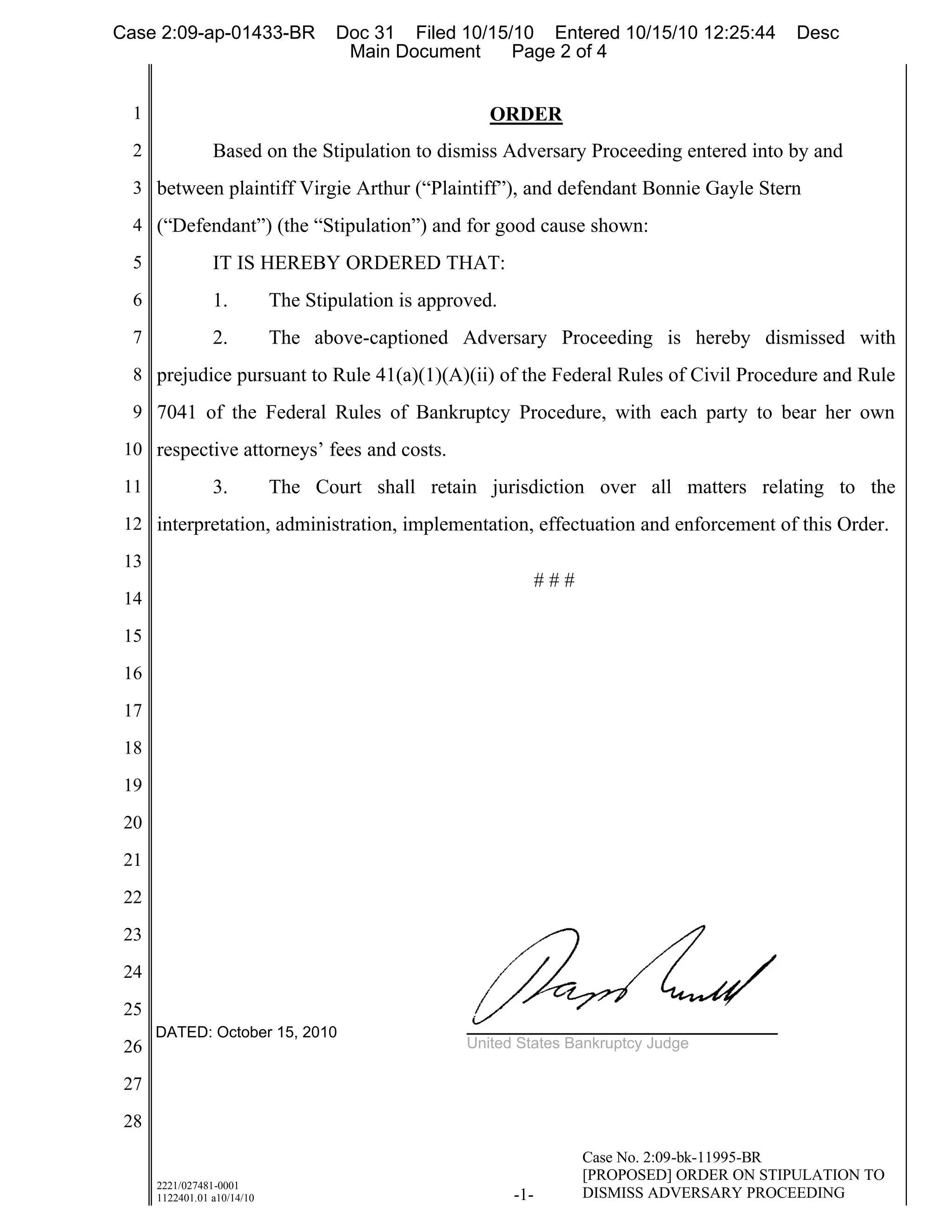 Bonnie -ORDER TO DISMISS | PDF | Legal Services Industry | Industries