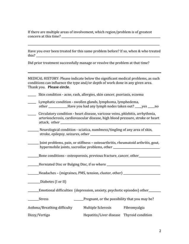Bonnies mfr medical history disclosure form | DOC