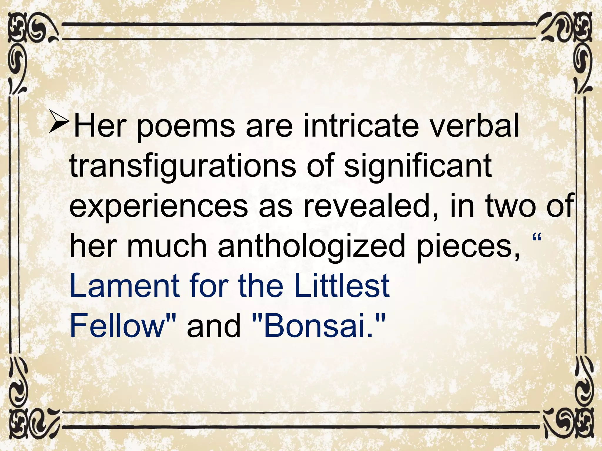 Bonsai by Edith L. Tiempo | PPT