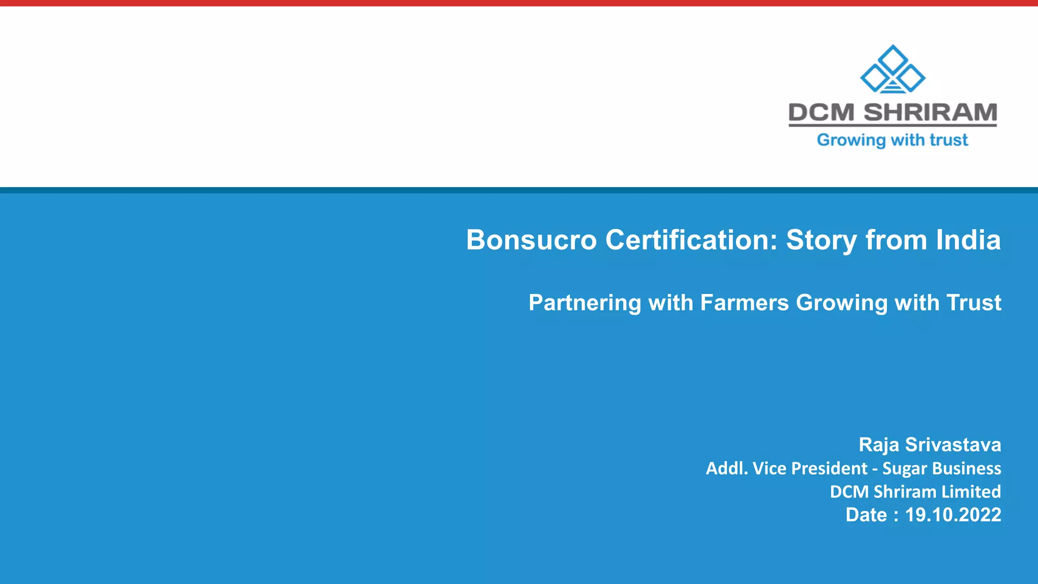 Bonsucro Global Week - DCM Shriram Certification Story from India | PDF