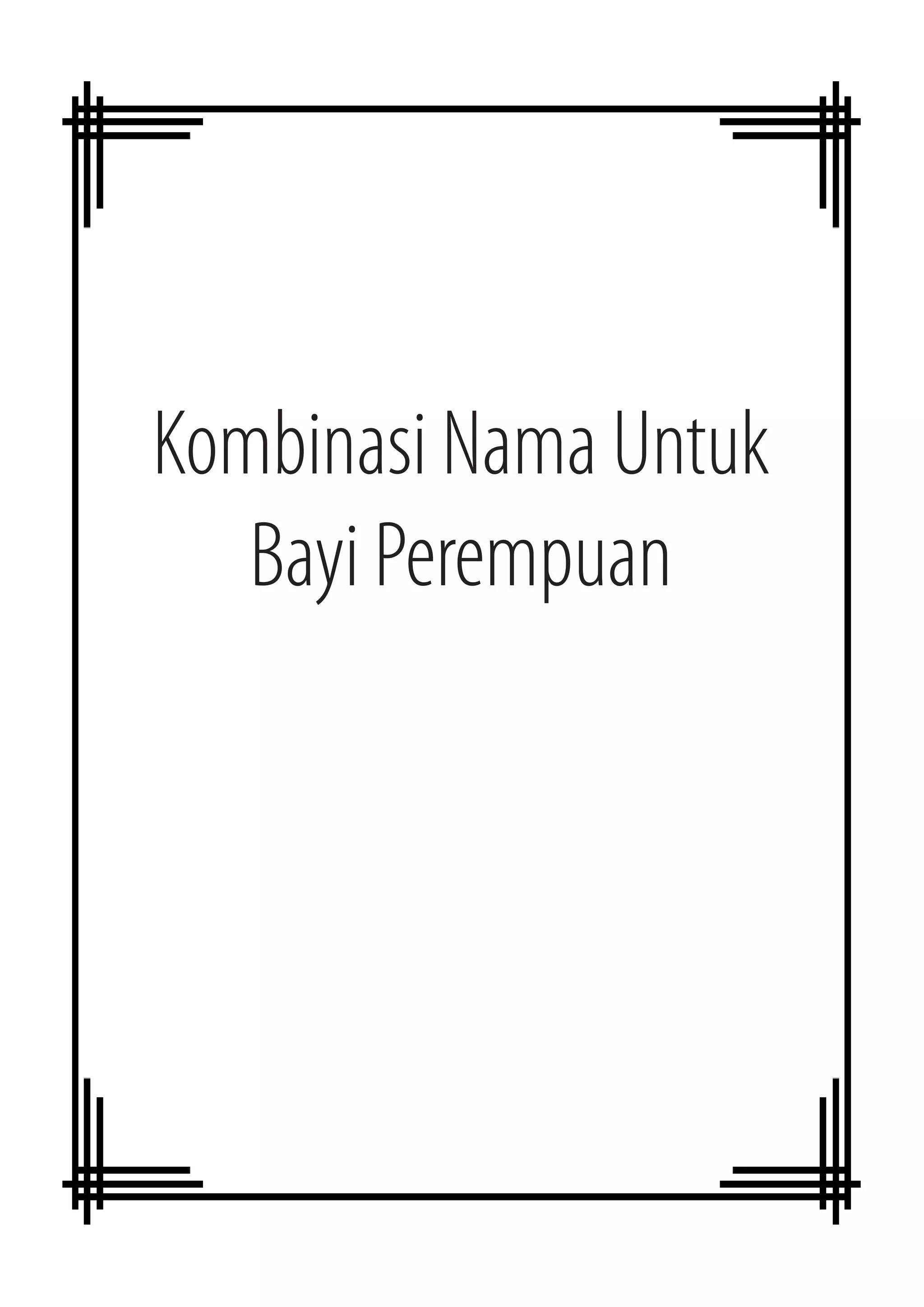 Bonus kombinasi nama nama untuk bayi lelaki dan perempuan | PDF