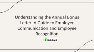 Bonus Letter to Employee, Annual Bonus Letter | PPT
