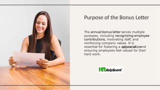Bonus Letter to Employee, Annual Bonus Letter | PPT
