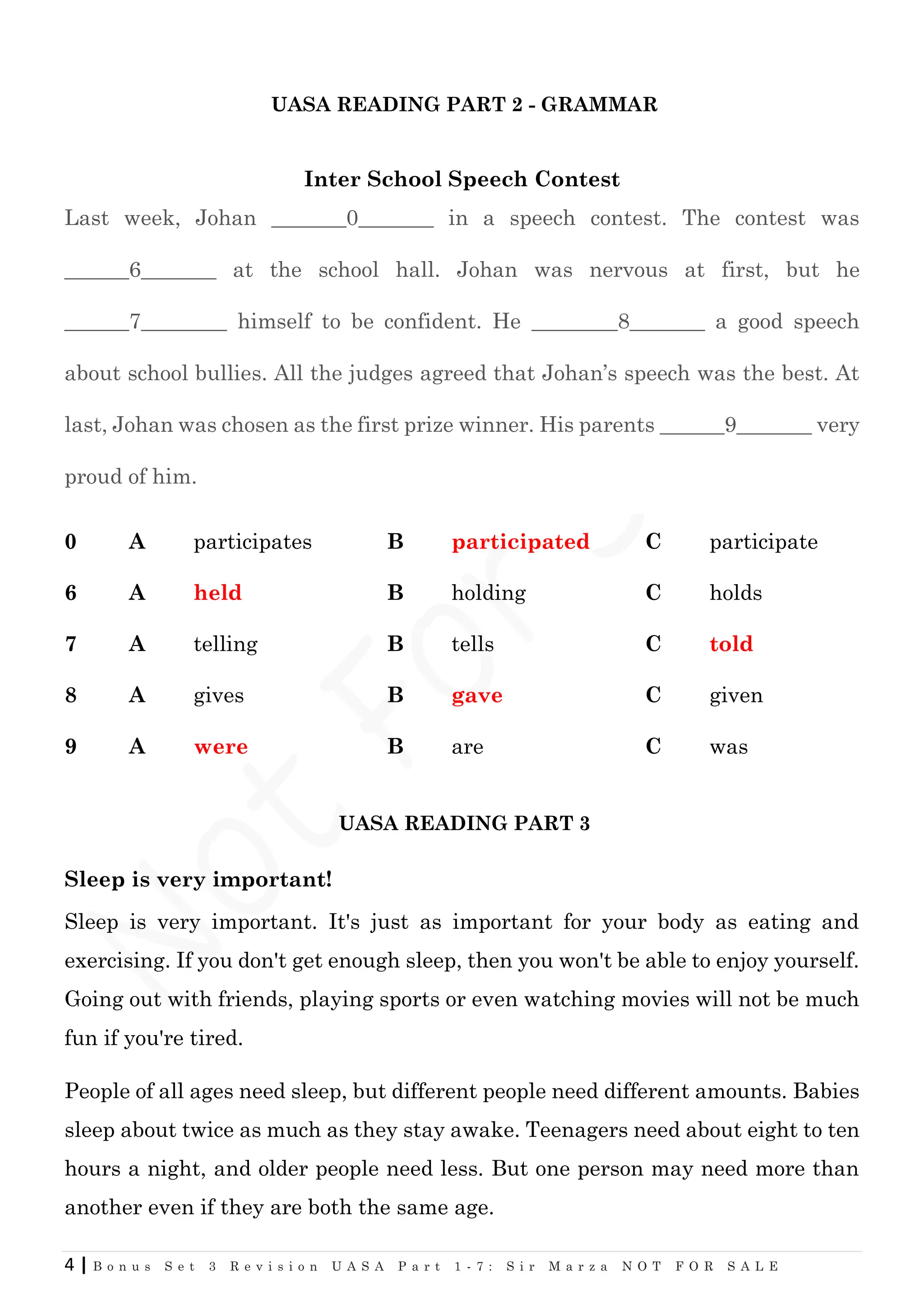 sample uasa questions and answering technique | PDF