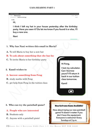 sample uasa questions and answering technique | PDF