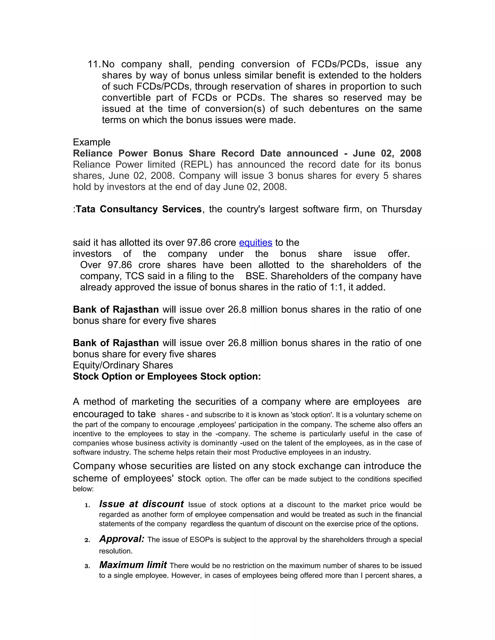 Bonus shares and_esop | PDF