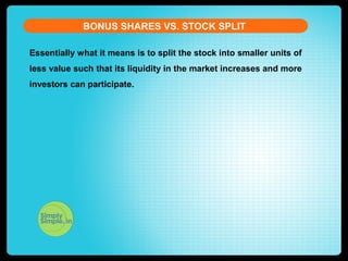 Bonus shares vs. stock split | PPT