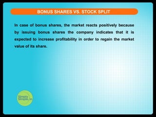 Bonus shares vs. stock split | PPT