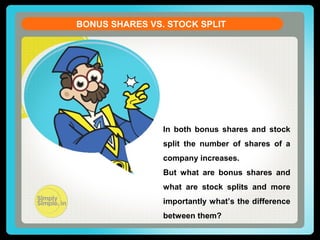 Bonus shares vs. stock split | PPT