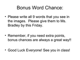 Bonus spelling words | PPT
