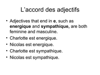 Bonvl1 Accord Des Adjectifs | PPT