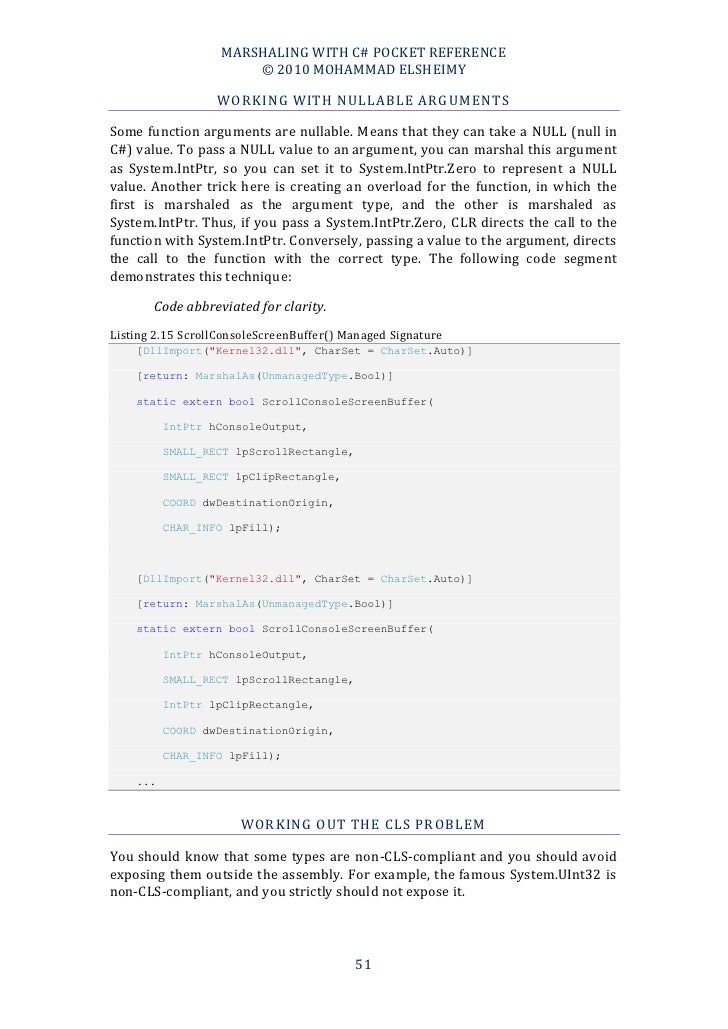 Marshaling with C# Pocket Reference