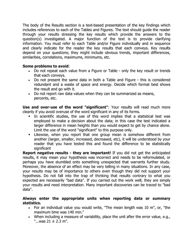 A GUIDE TO STATISTICAL REPORT WRITING | PDF