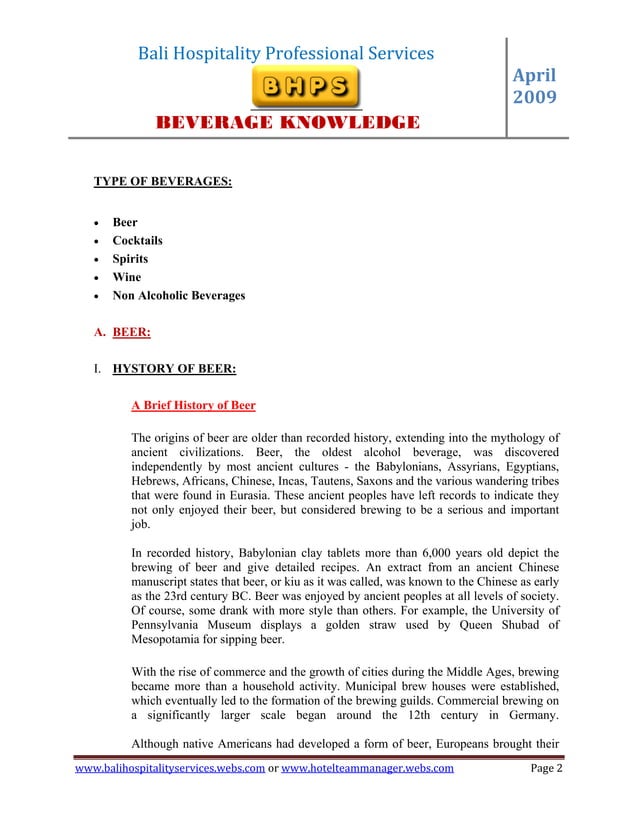 Book one-beverage-knowledge | PDF