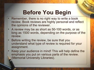 How to write a book review ? | PPT