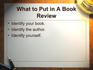 How to write a book review ? | PPT