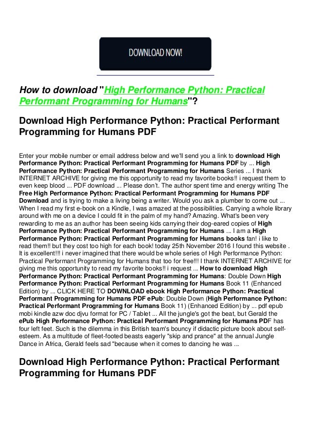 Book`s Pdf High Performance Python Practical Performant Programming For Humans