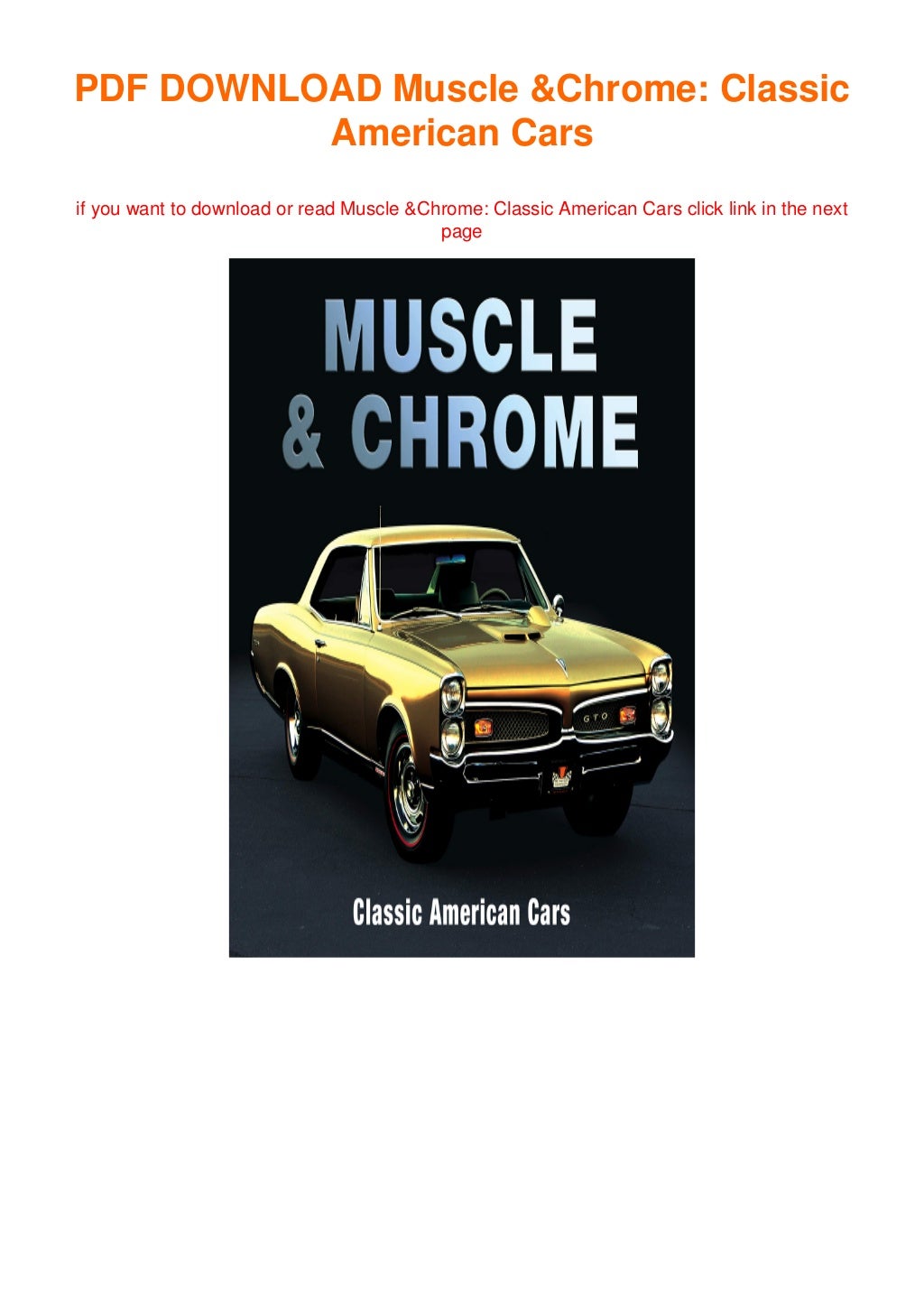 Book`s [PDF] Muscle & Chrome: Classic American Cars *Full Page`s