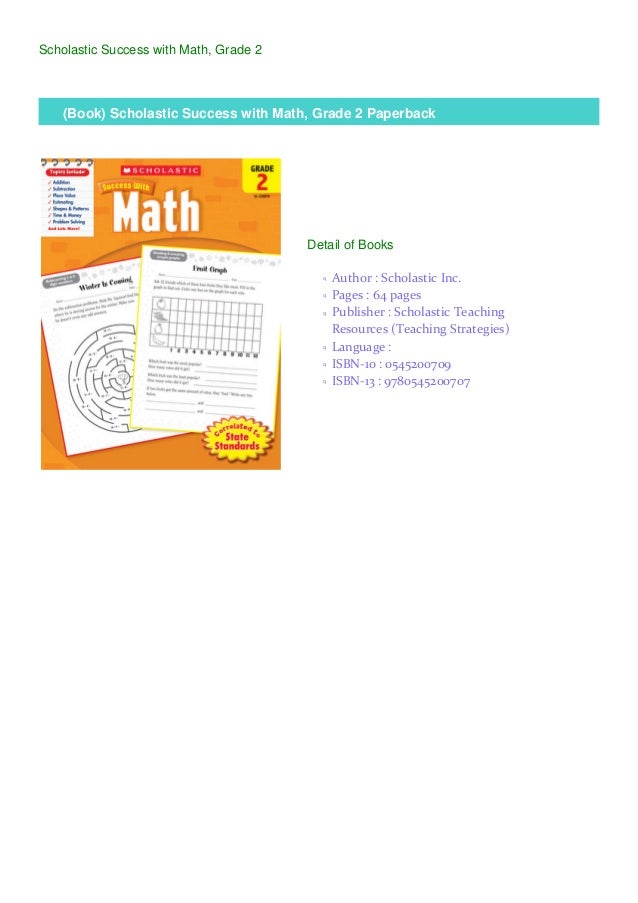 Book Scholastic Success With Math Grade 2 Paperback