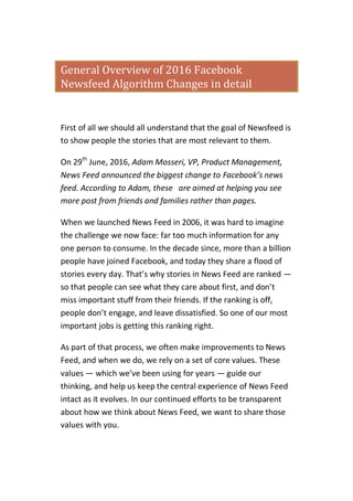 2016 Facebook newsfeed algorithm and its impact on brand pages | PDF