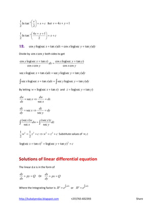SOLVED DIFFERENTIAL EQUATIONS | PDF