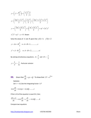 SOLVED DIFFERENTIAL EQUATIONS | PDF