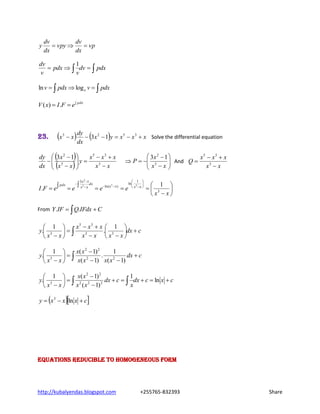 SOLVED DIFFERENTIAL EQUATIONS | PDF
