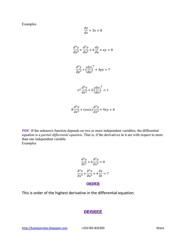 SOLVED DIFFERENTIAL EQUATIONS | PDF