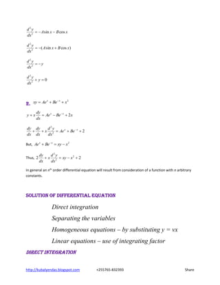 SOLVED DIFFERENTIAL EQUATIONS | PDF